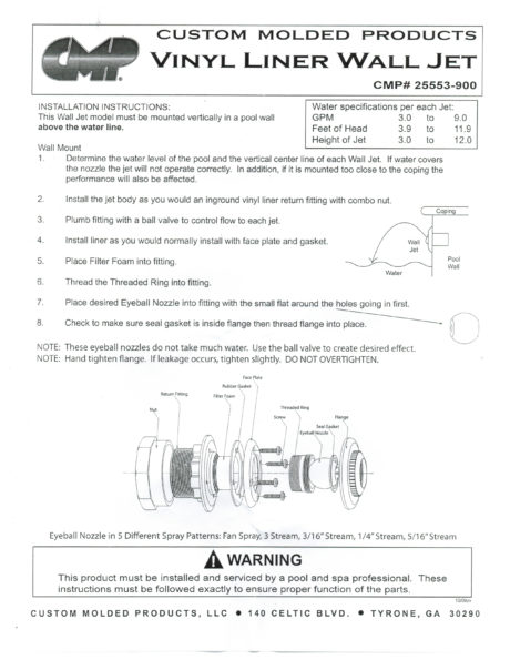 CMP Vinyl Liner Wall Jet - Pool Warehouse